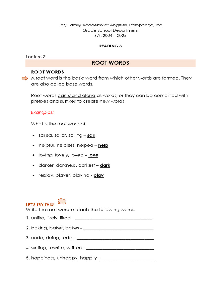 Lectures 3-4 Root Words and Homonyms | PDF