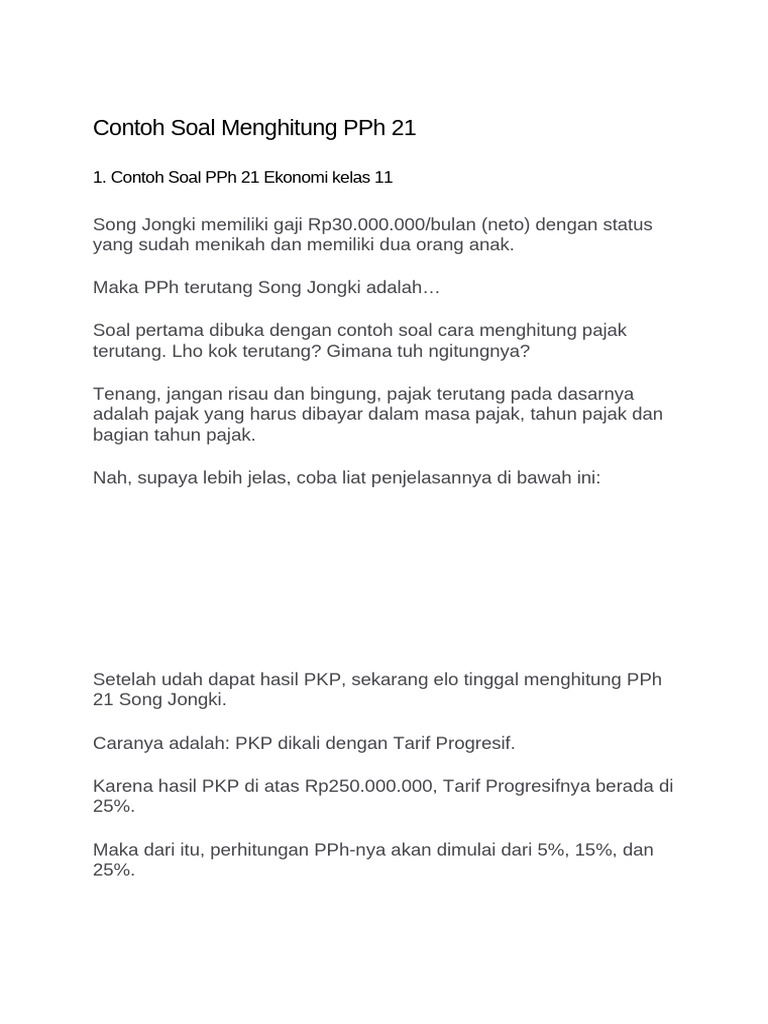 Contoh Soal Menghitung PPH 21 3 | PDF