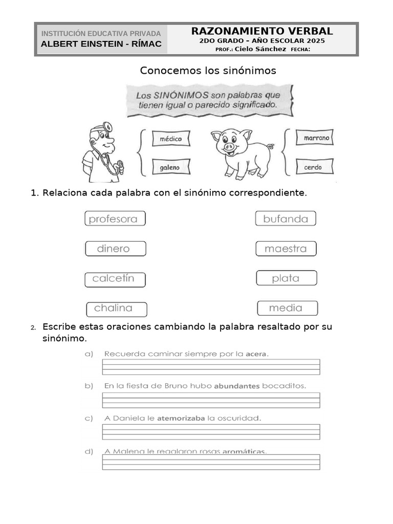 Sinónimos para 2do Grado | PDF