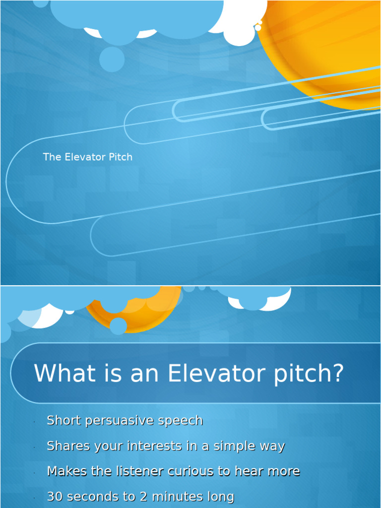 Elevator PItch | PDF