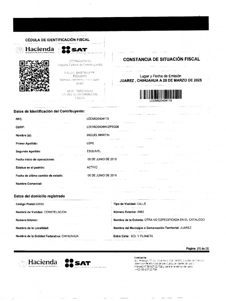 Constancia Fiscal | PDF