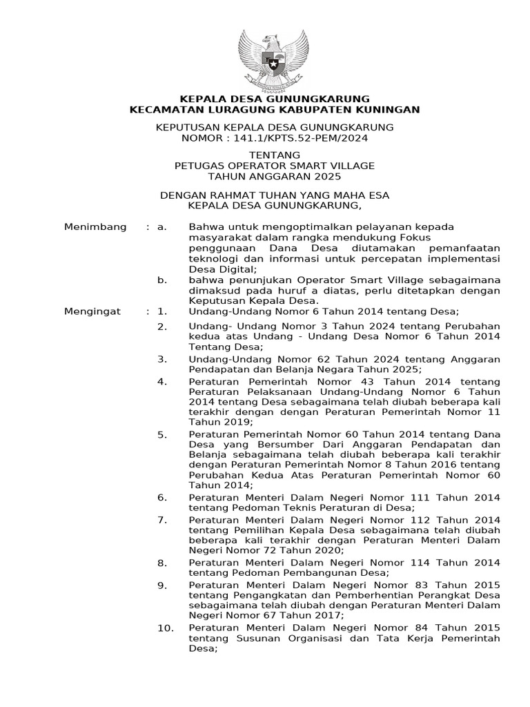Penetapan Operator Smart Village 2025 | PDF