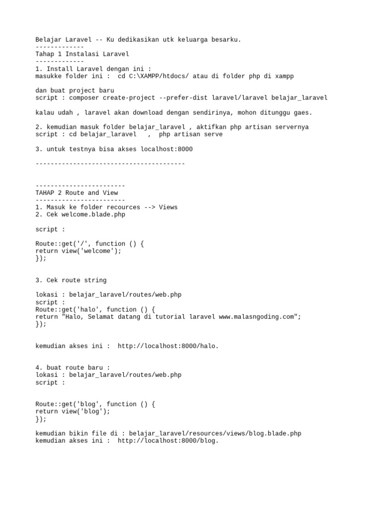 Belajar Laravel Versiku | PDF