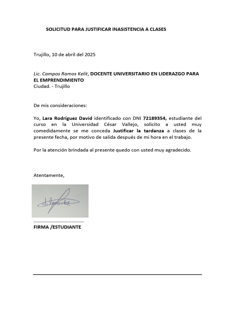 LPEE Justificación de Tardanza S2 | PDF