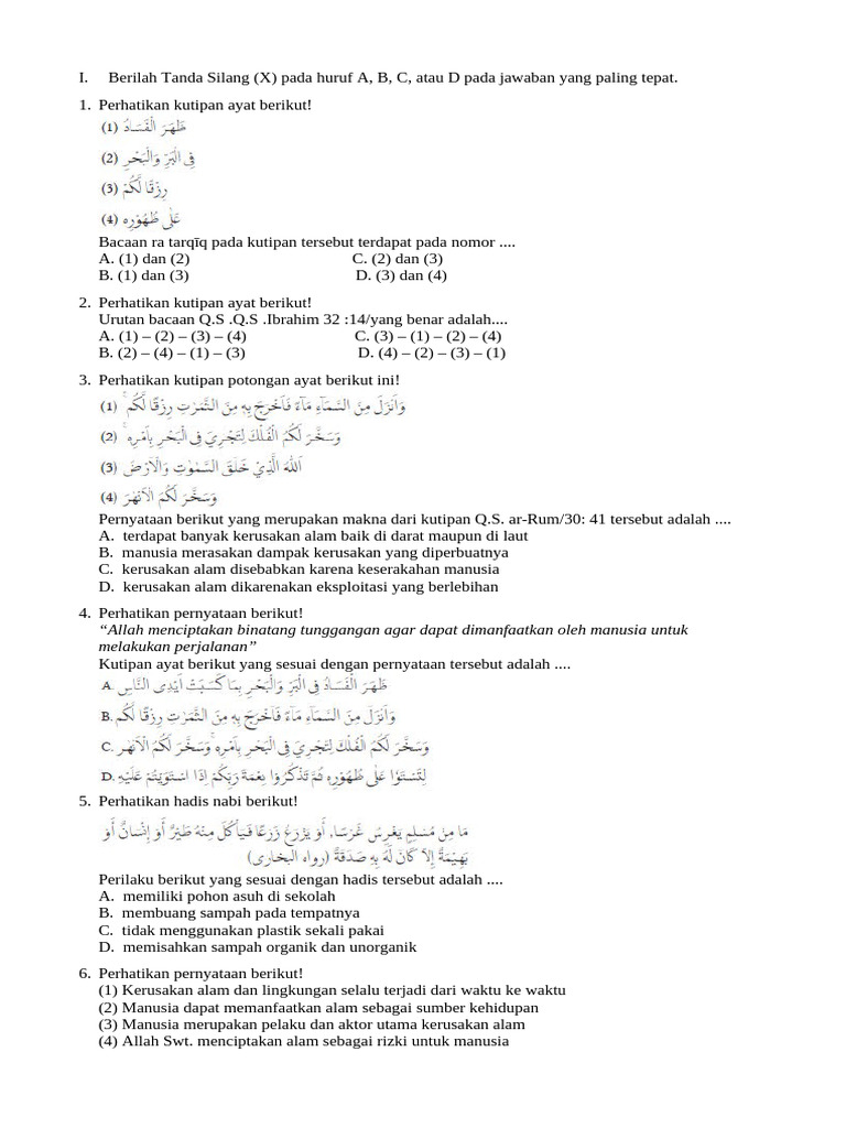 Soal Pai Kelas 8 SMT 1 2024-2025 | PDF