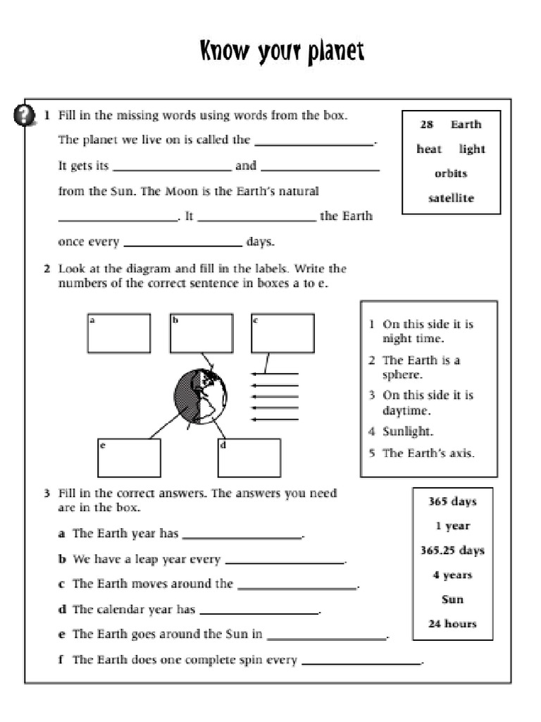 2f. Solar System Exercises | PDF