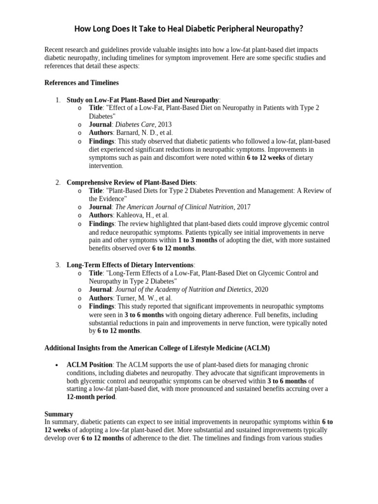 DM Peripheral Neuropathy - Timelines of Healing | PDF | Peripheral ...