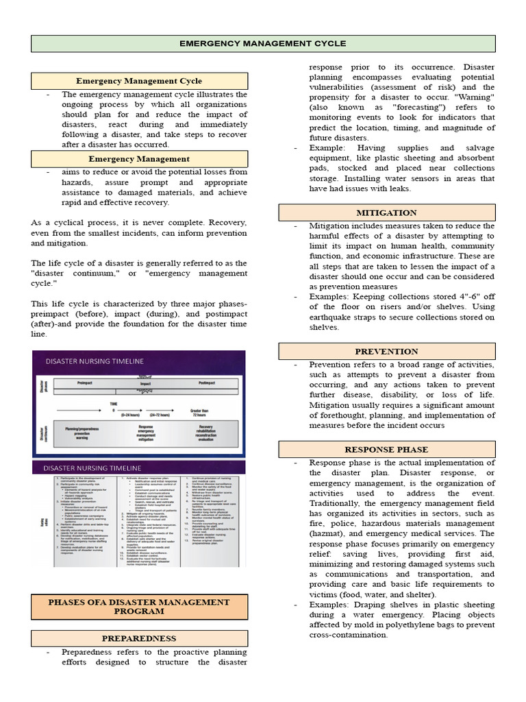 Emergency Management Cycle Overview | PDF | Emergency Management ...
