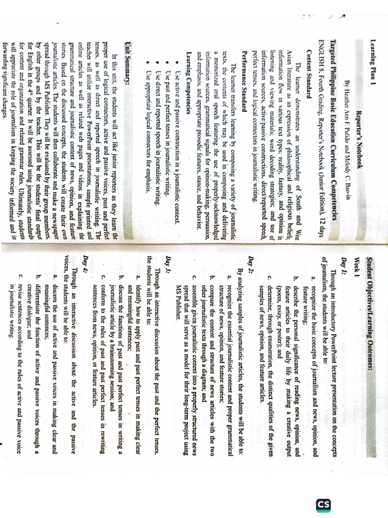 Sample Learning Plan | PDF