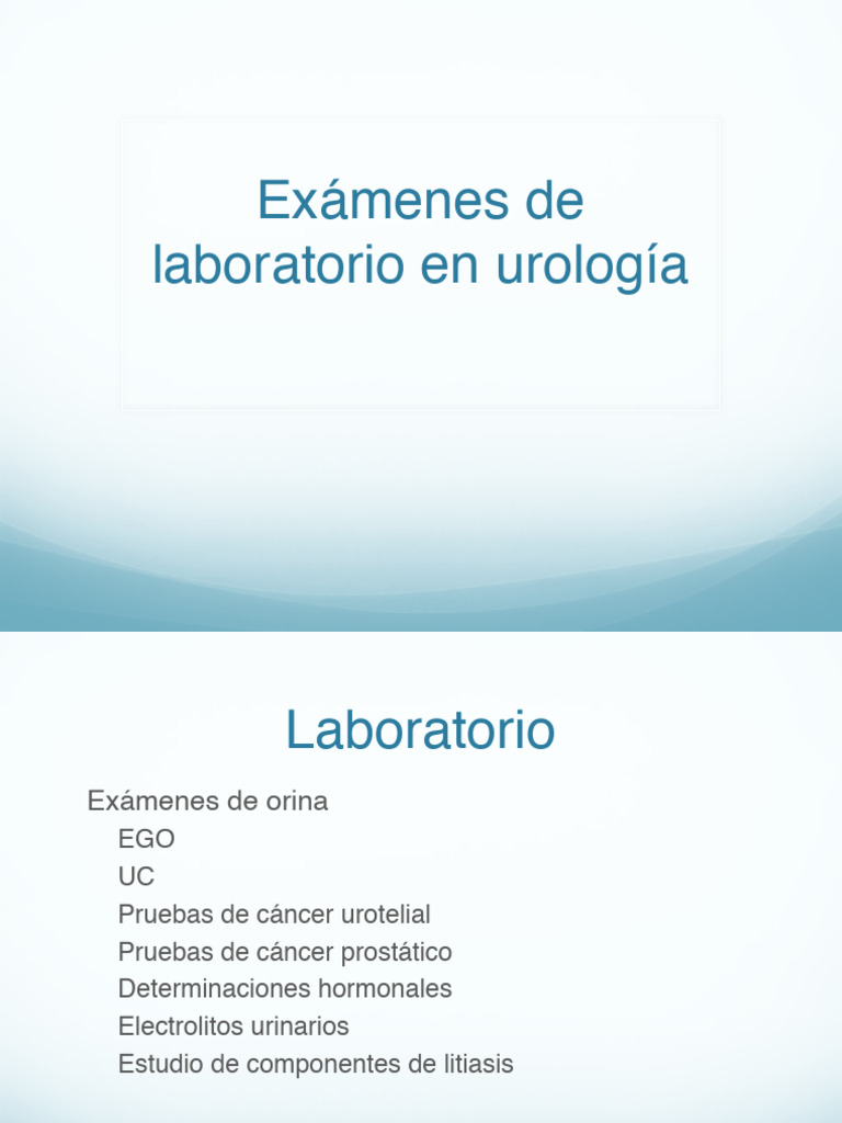 Exámenes de laboratorio en urología | PDF | Sistema urinario | Urología