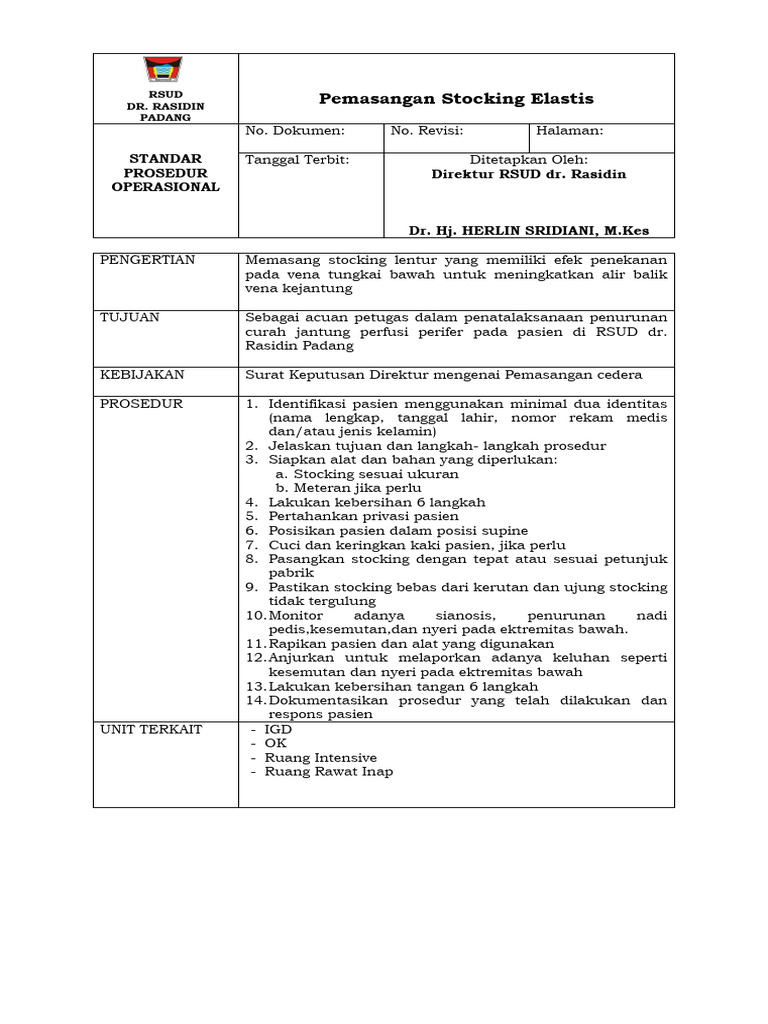 Sop Pemasangan Stocking Elastis | PDF
