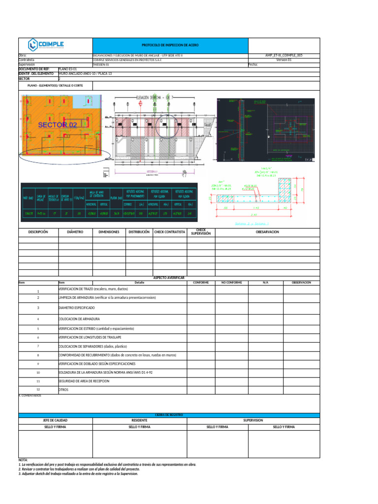 Protocolo de Inspección de Acero UTP | PDF