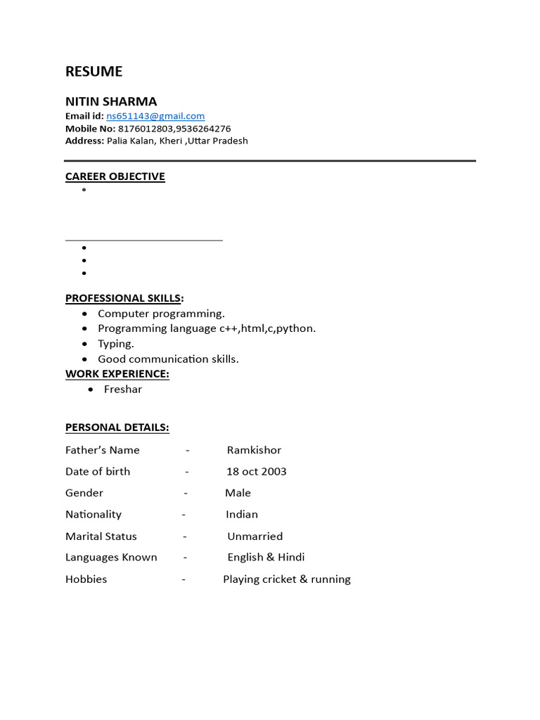 Resume: Nitin Sharma | PDF