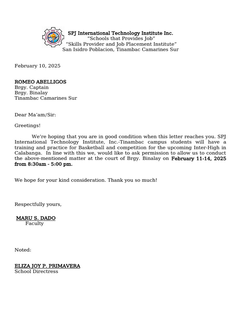 Letter For Binalay | PDF