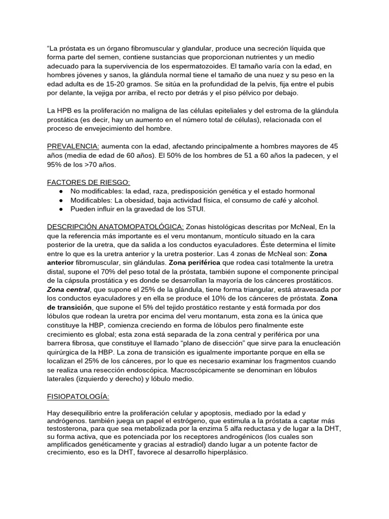Hiperplasia Prostática Benigna (HPB) | PDF | Próstata | Antígeno específico de la próstata