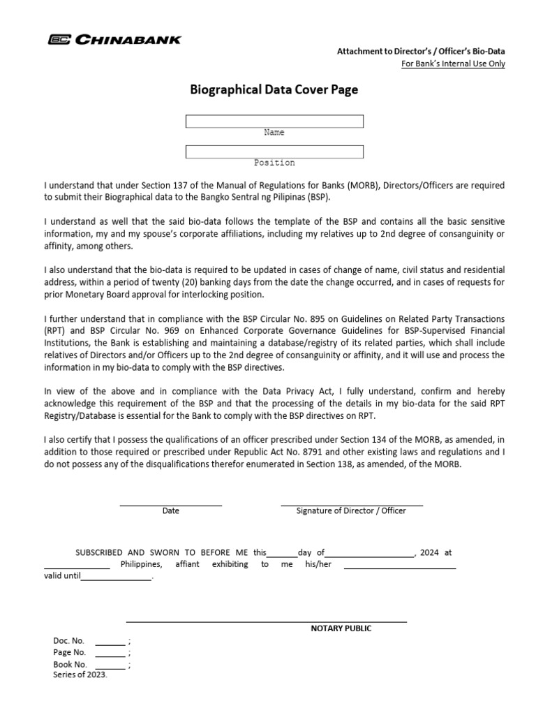 BSP Biographical Data Submission 2025 | PDF | Government