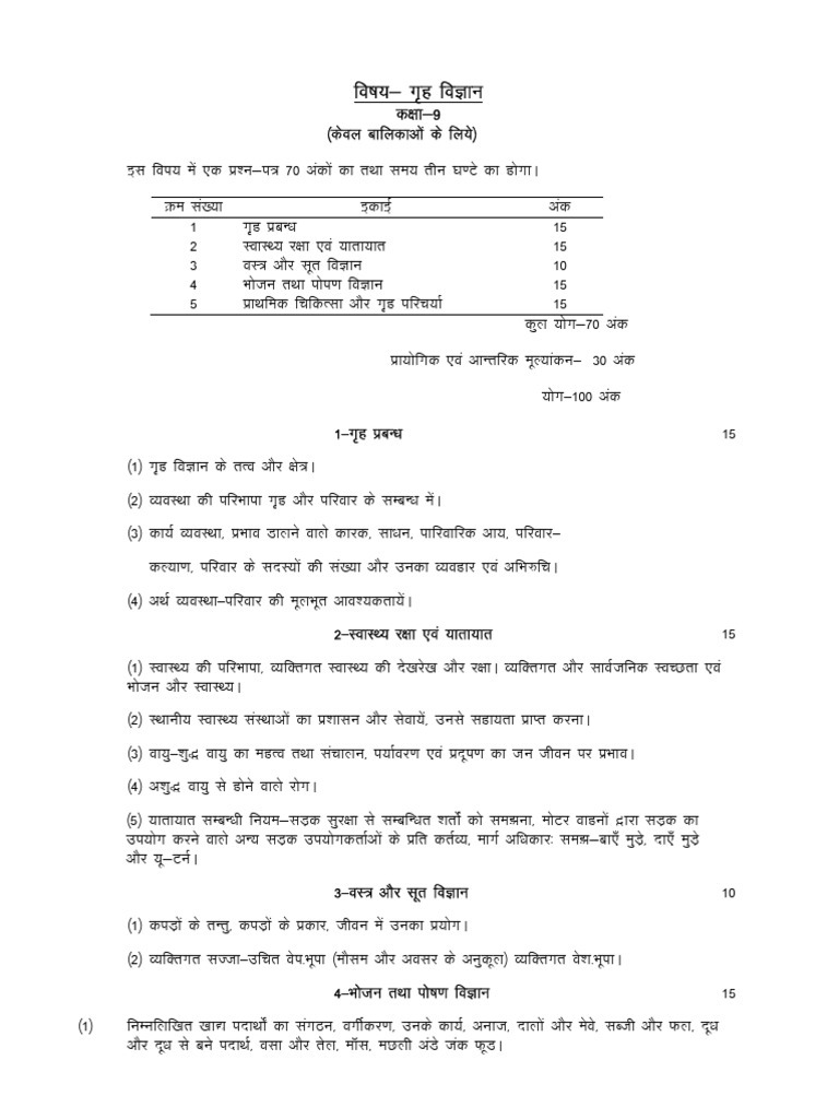 930 Class-09th Home Science | PDF