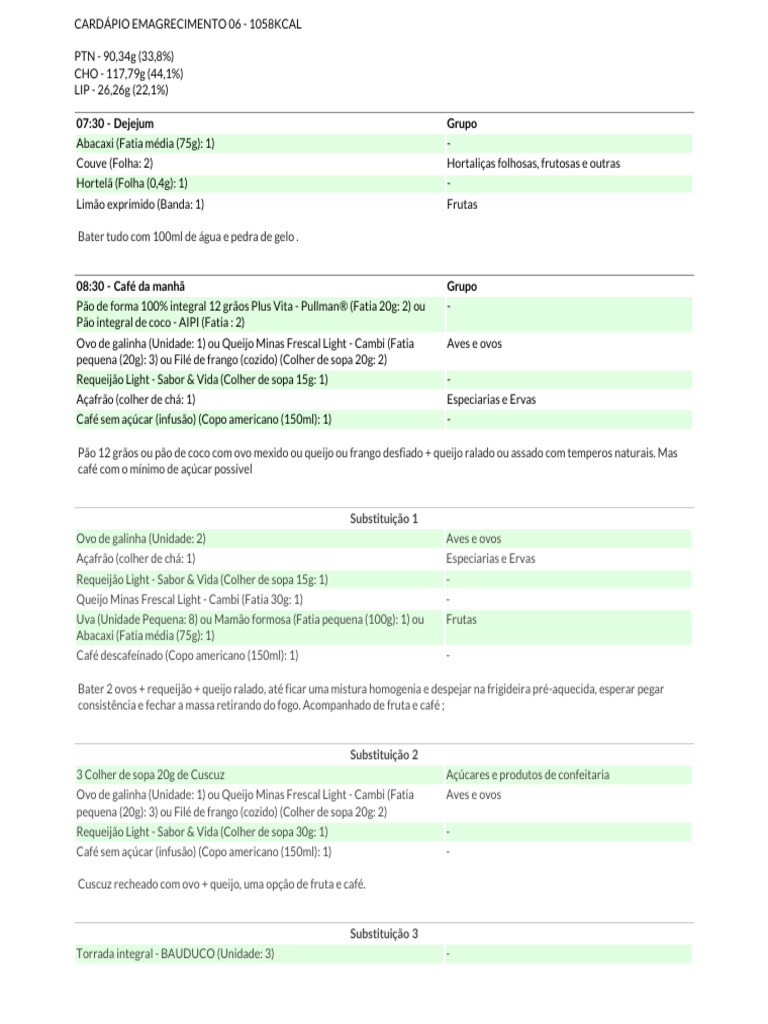 CARDÁPIO 6 EMAG (1058k) | PDF | Queijo | Alimentos