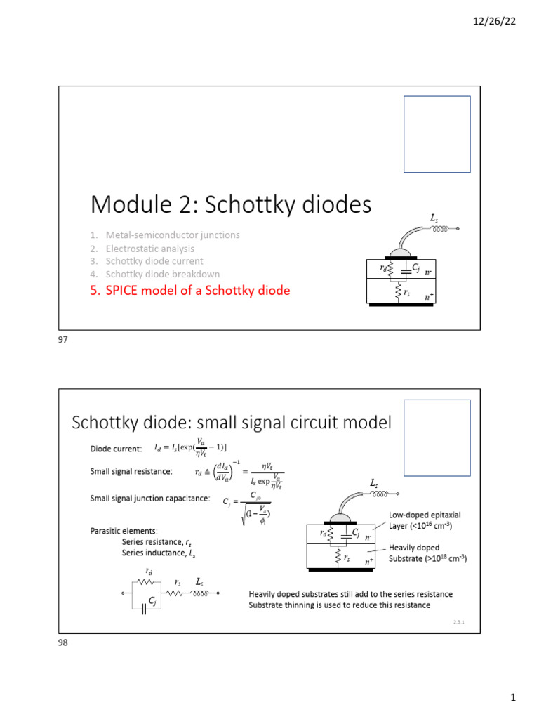 Schottky Diode SPICE Model Overview | PDF | Diode | Spice