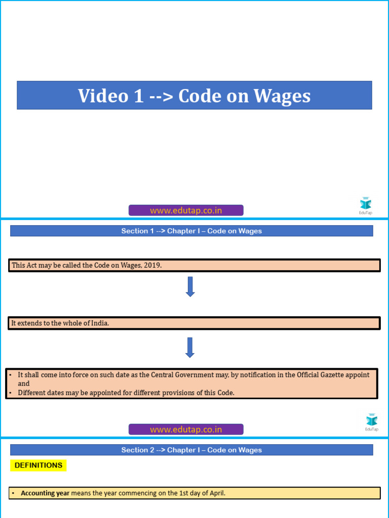 Video 1 - Chapter 2 - Code On Wages Lyst8917 | PDF | Employment | Economies