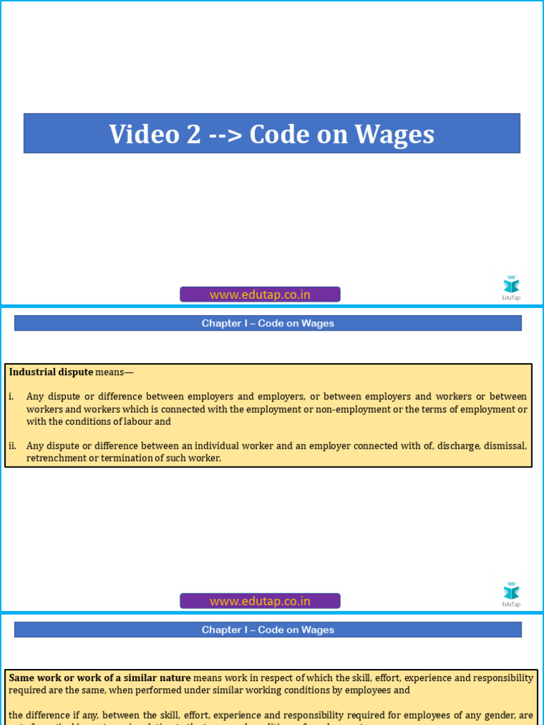 Video 2 - Chapter 2 - Code On Wages Lyst2206 | PDF | Wage | Employment
