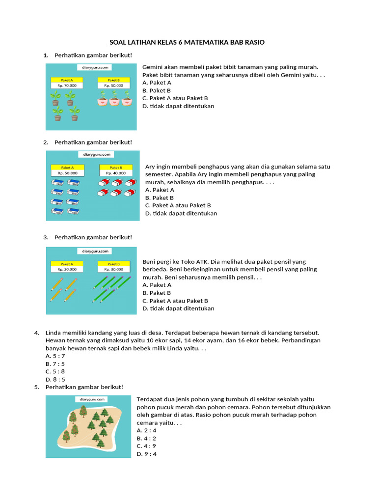 SOAL LATIHAN KELAS 6 MATEMATIKA | PDF