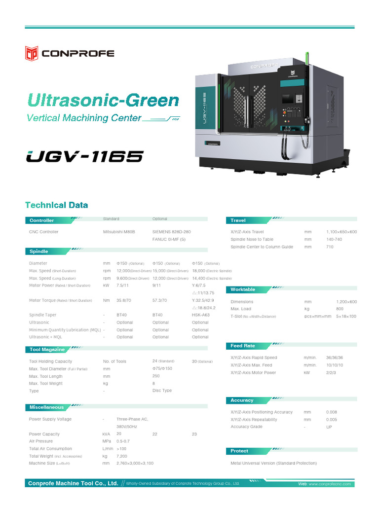 PVM 1165 CNC Machine Specifications | PDF | Manufactured Goods ...