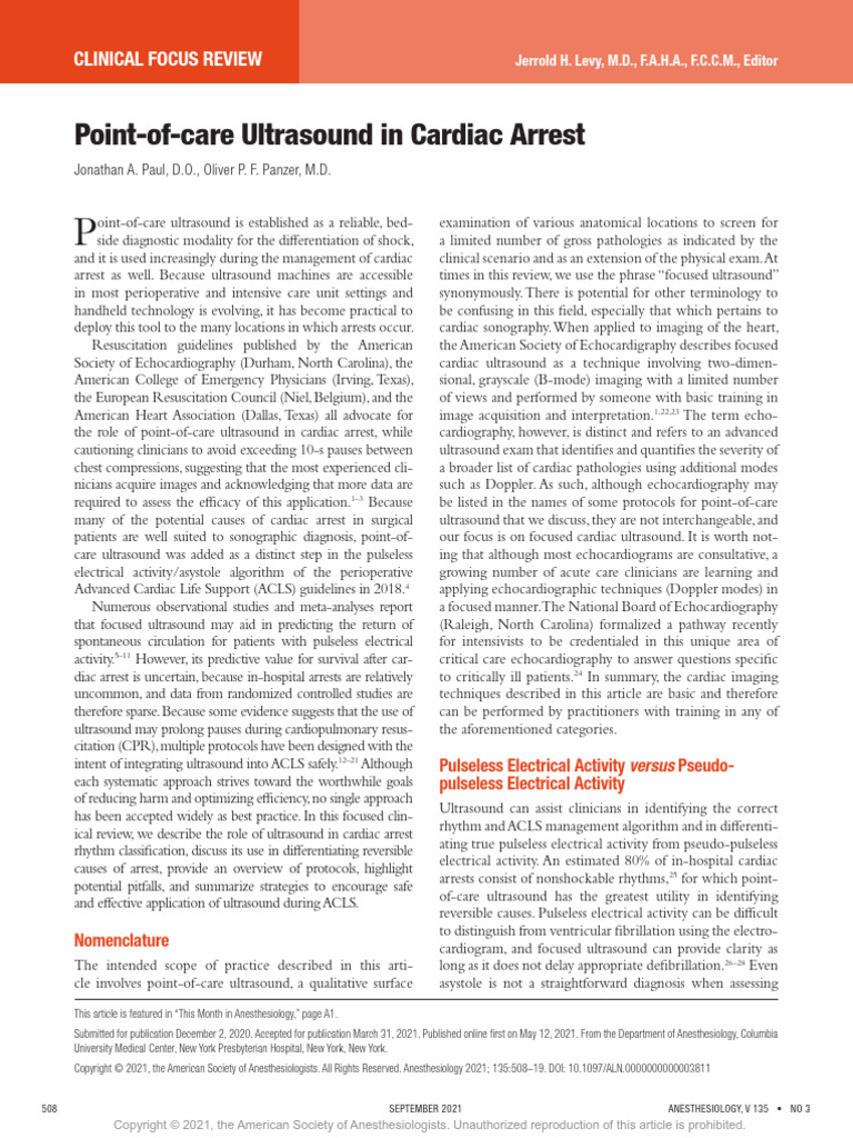 Point of Care Ultrasound in Cardiac Arrest.24 | PDF | Medical ...
