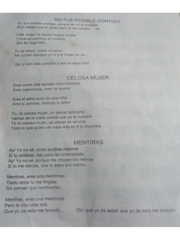 Celosa Mujer Letra 2 | PDF