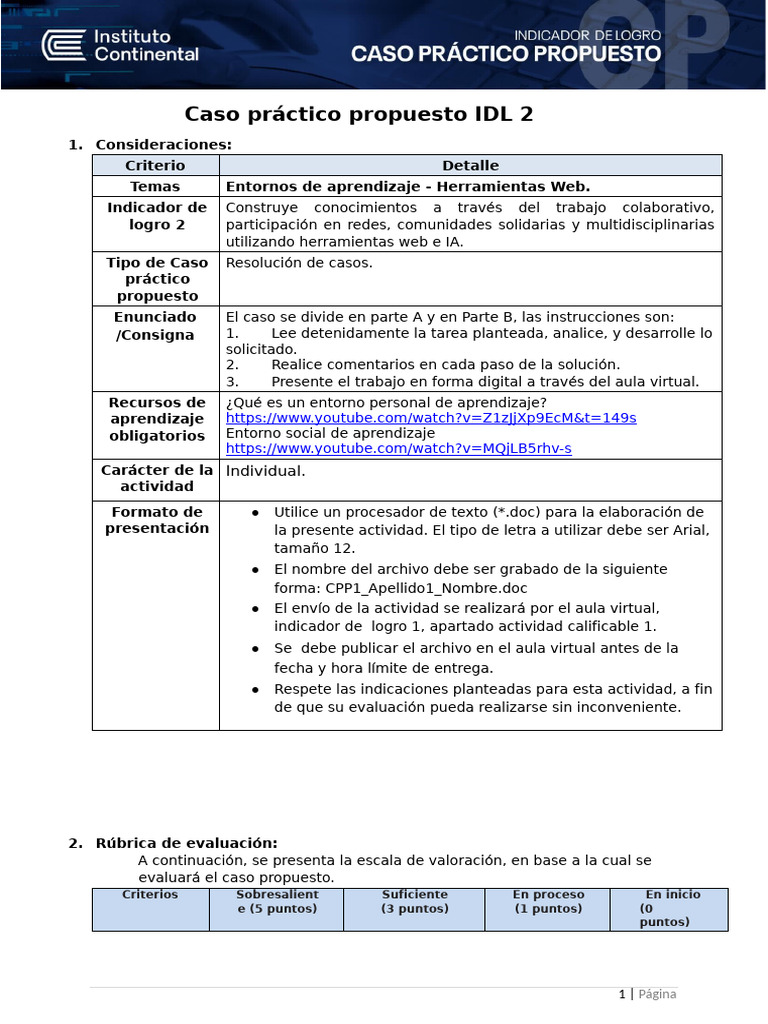 IDL2 - Caso - Práctico - Propuesto - Gest Aprendizaje | PDF | Cognición | Aprendizaje