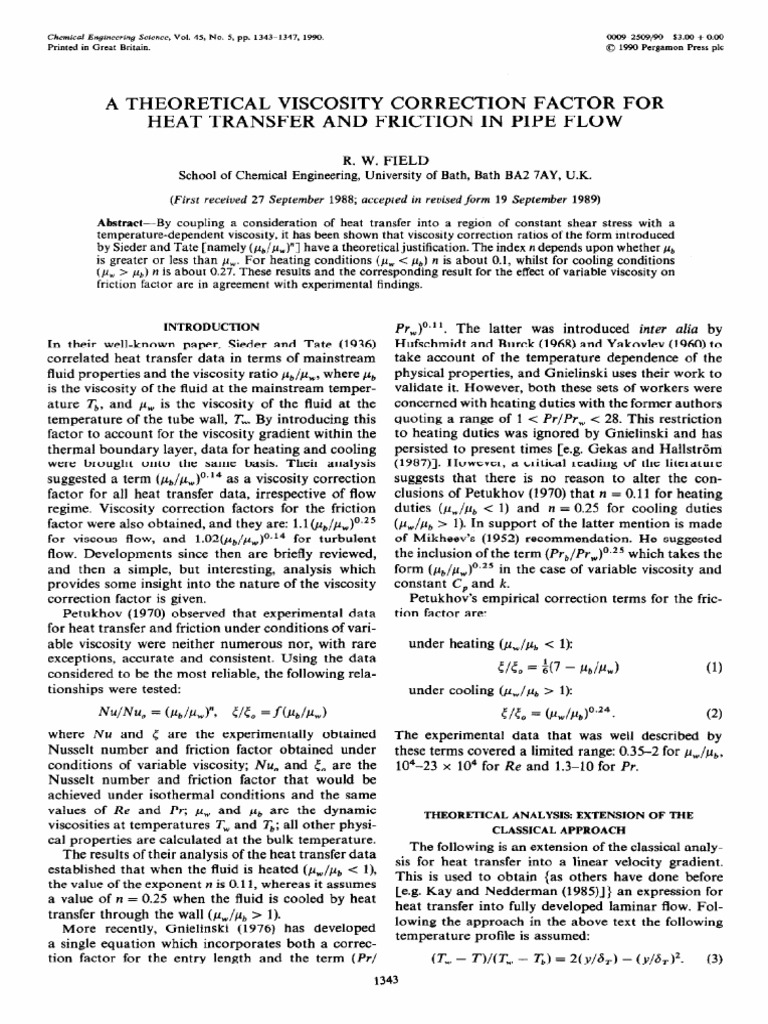 Viscosity Correction in Pipe Flow | PDF | Boundary Layer | Viscosity