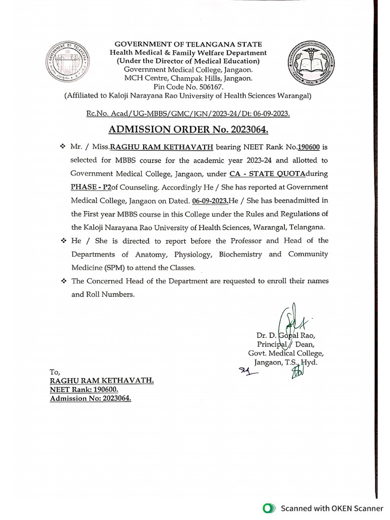 Admission Order. | PDF