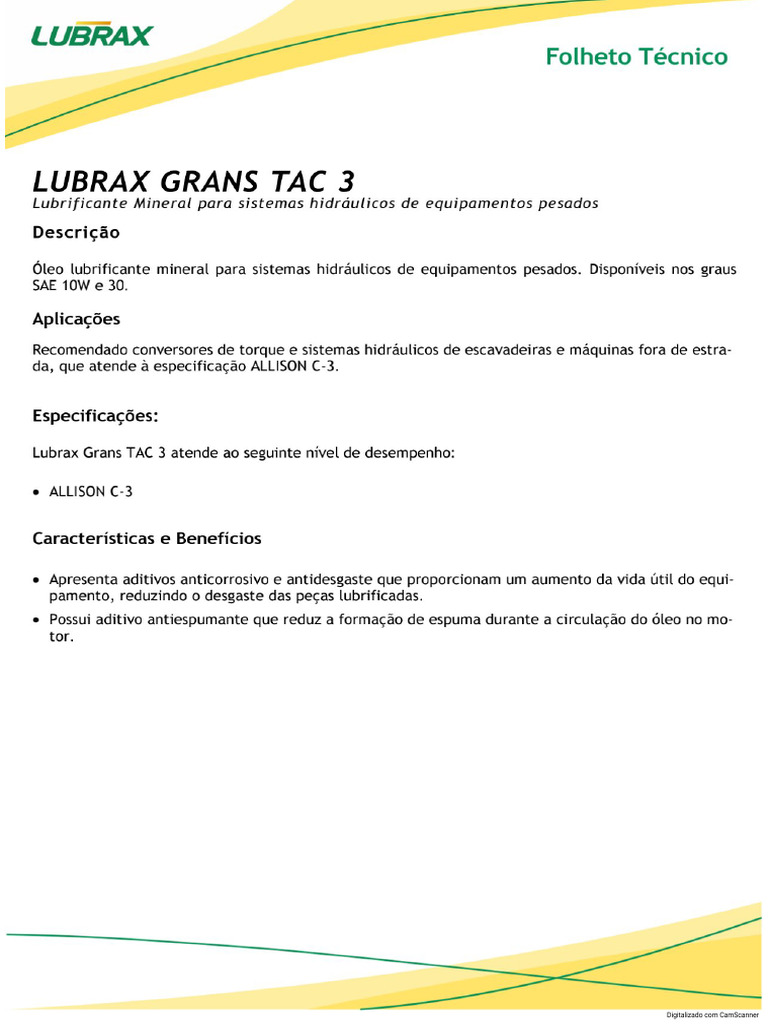 PT Lubrax Grans Tac 3 - FT | PDF