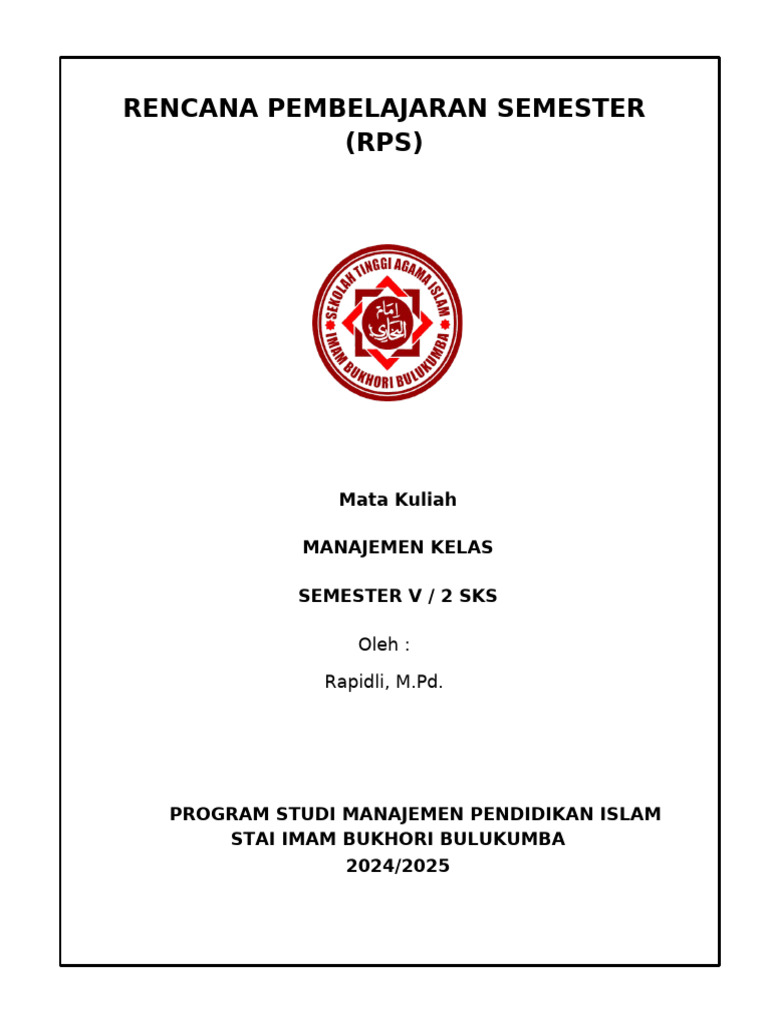 Rapidli - RPS Manajemen Kelas-Sem.5 | PDF