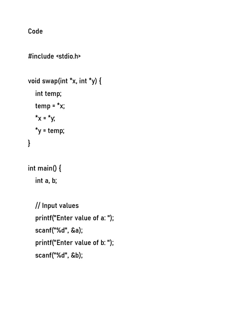 C Code for Swapping Integers Using Pointers | PDF