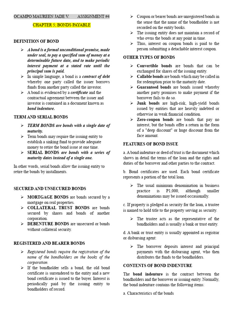 Ocampo, Maureen - Intacc Chap5-9 | PDF | Bonds (Finance) | Equity (Finance)