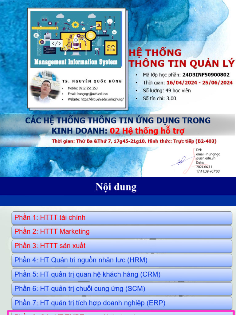 Buoi 6 3 CacHethong MIS Ungdung Kinhdoanh 2 HT Hotro | PDF
