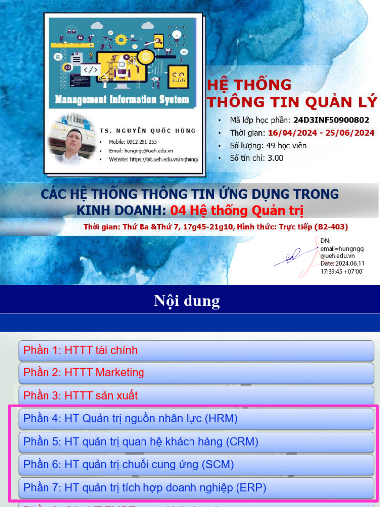 Buoi 6 2 CacHethong MIS Ungdung Kinhdoanh 4 HT Quantri | PDF