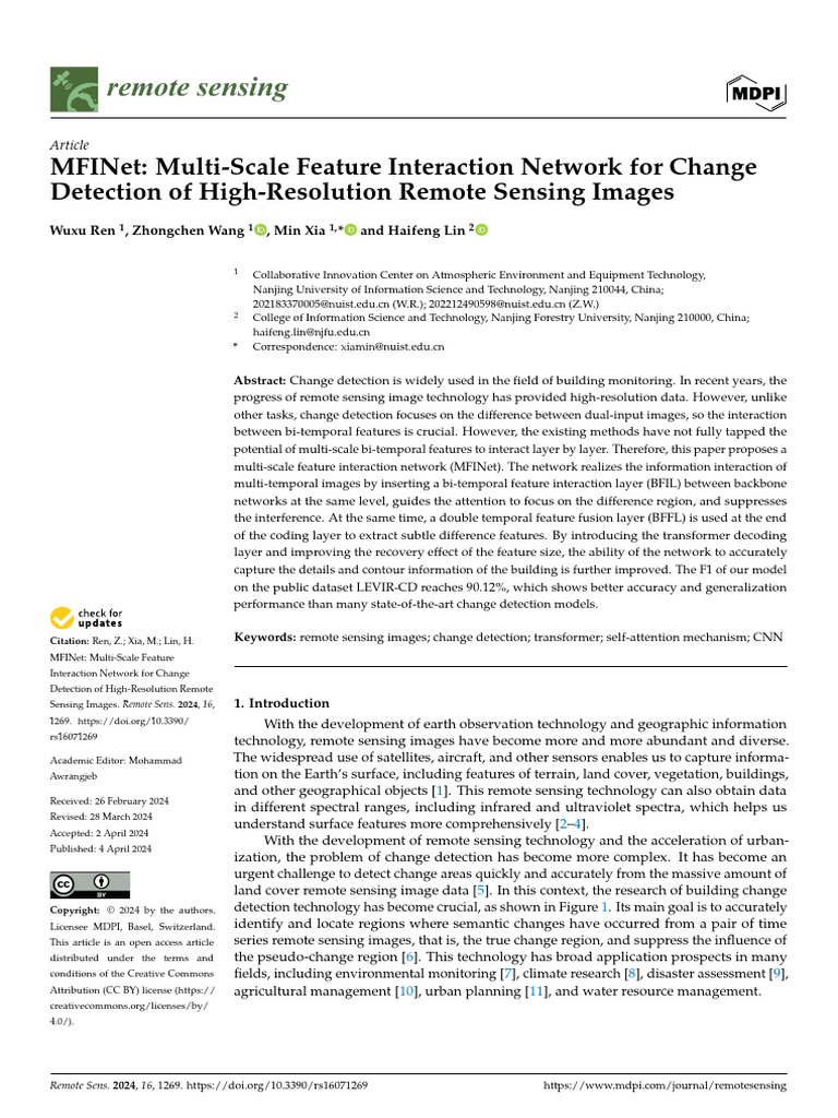 MFINet- Multi-Scale Feature Interaction Network for Change Detection of High-Resolution Remote ...