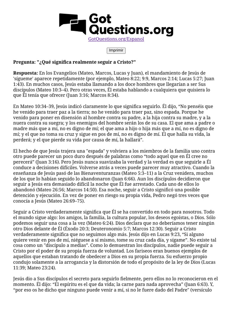 ¿Qué Significa Realmente Seguir A Cristo - para Imprimir | PDF ...