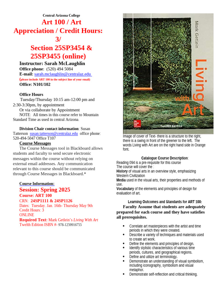 ART 100 Course Overview and Details | PDF | Plagiarism | Symmetry