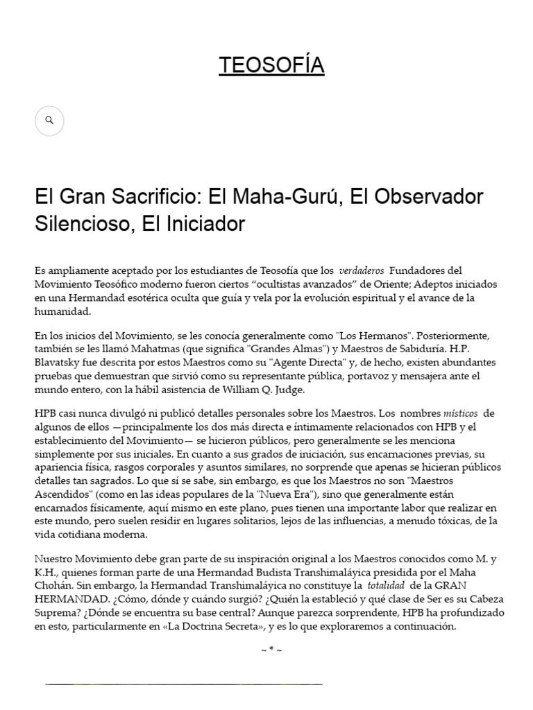 El Gran Sacrificio - El Maha-Gurú, El Observador Silencioso, El ...
