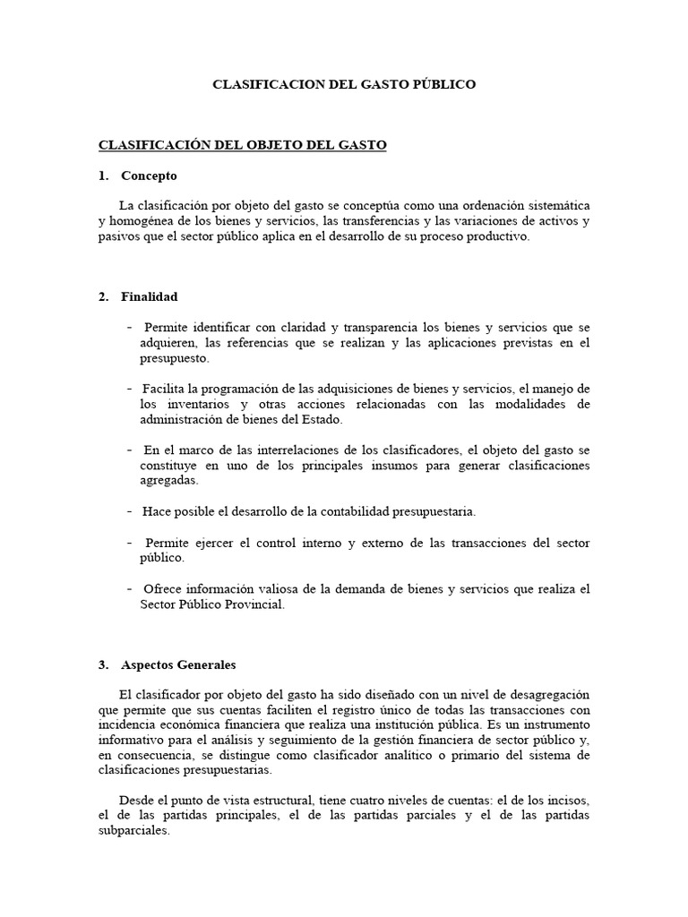 Clasificacion Gasto Publico | PDF | Presupuesto | Cooperativa