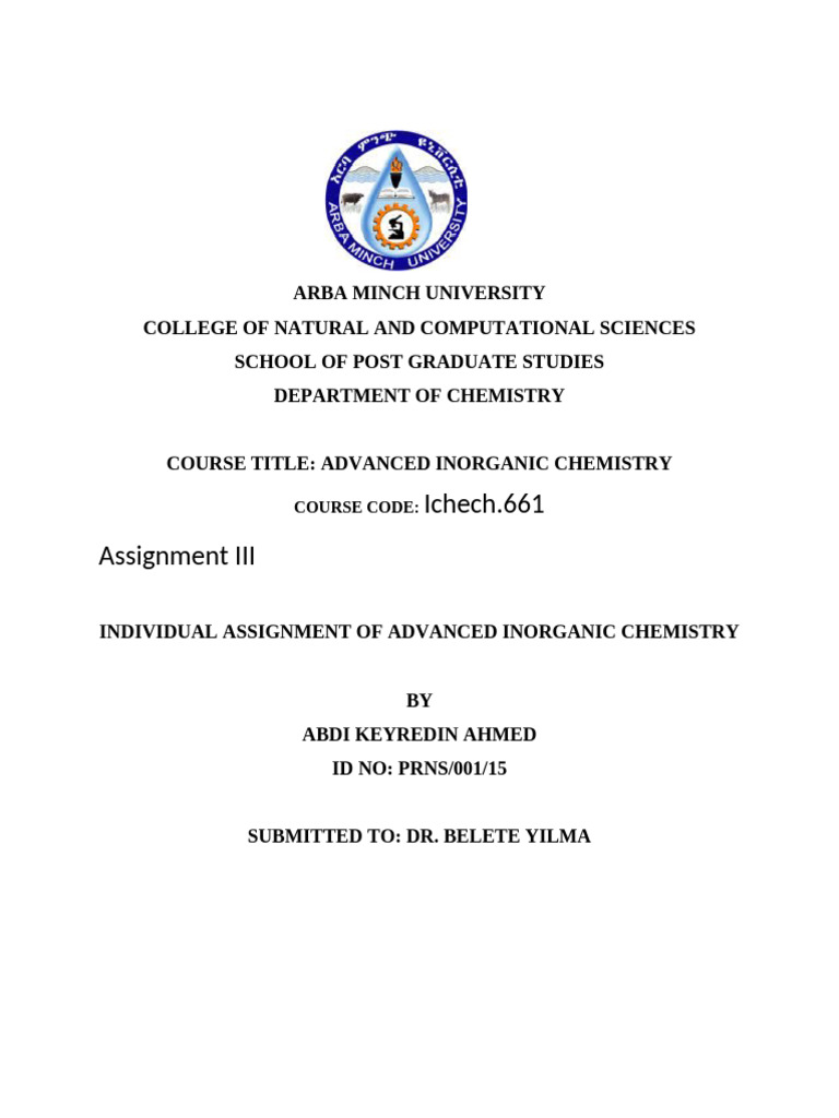 Assignment 2 Advanced Inorganic Chemistry | PDF | Crystal Structure | Semiconductors