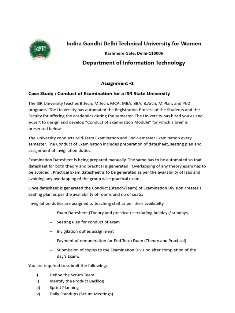 07c Assignment-1 Case Study Automation of Conduct of Examination Module ...