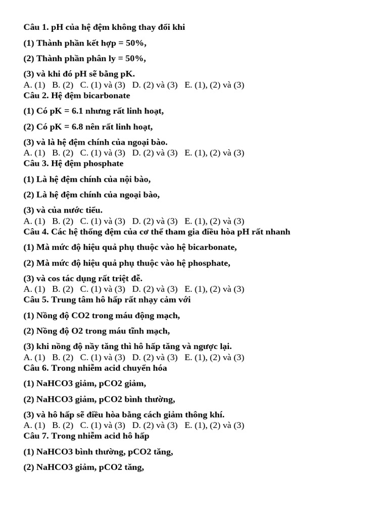 Rối loạn cân bằng acid-base | PDF