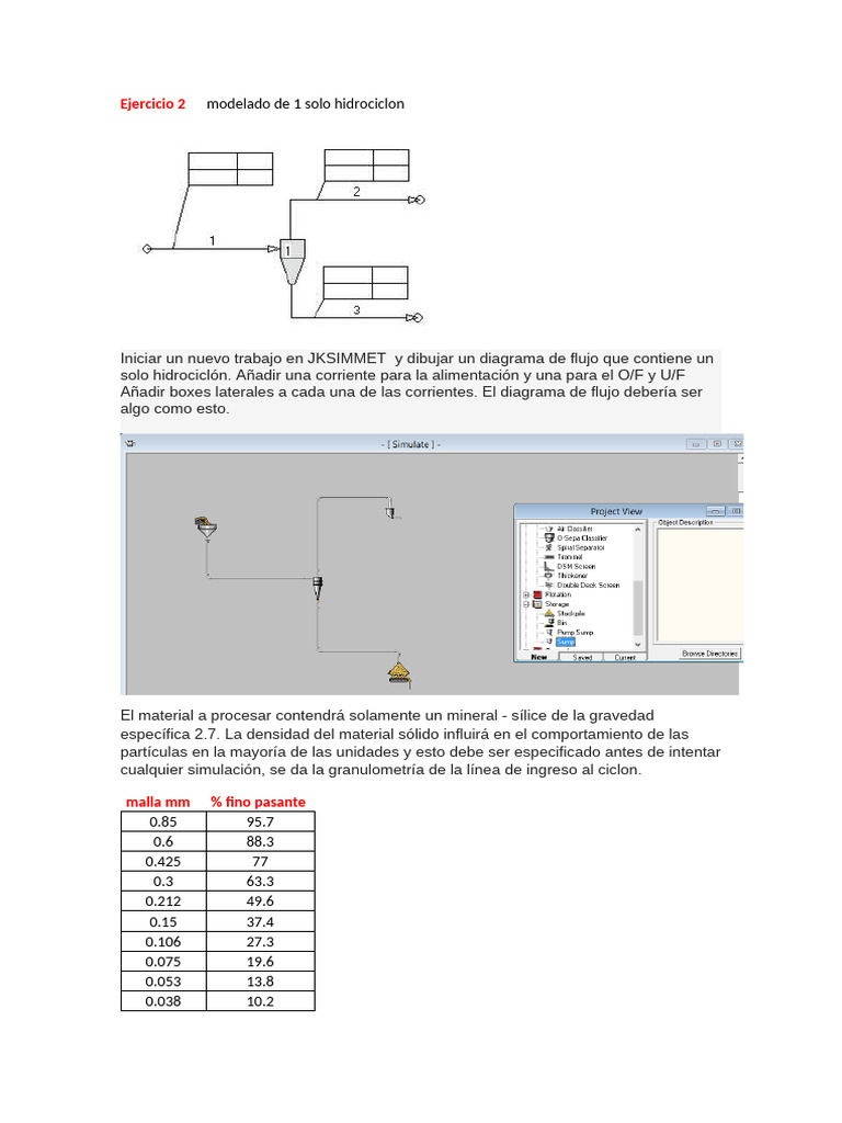 Simulación de Hidrociclón en JKSIMMET | PDF