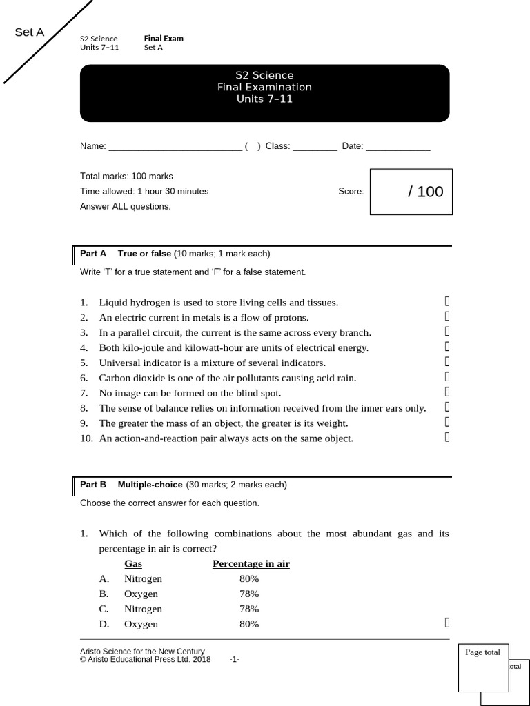 S2 Science Final Exam Review Units 7-11 | PDF | Nitrogen | Photosynthesis