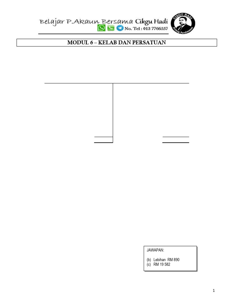 Modul 5 Akaun Kelab Dan Persatuan | PDF