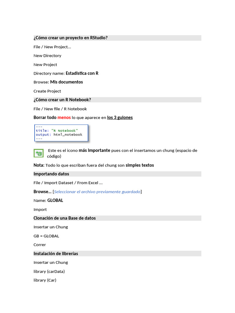 Guía para crear proyectos en RStudio | PDF